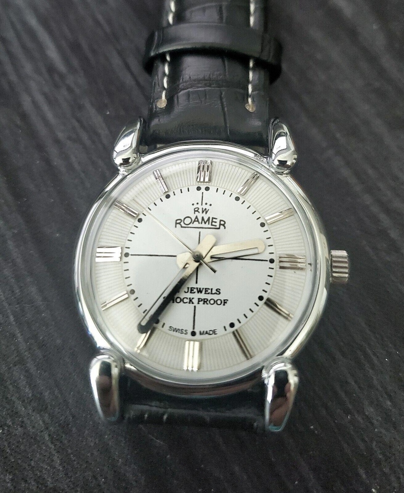 Rare Roamer Brevete Swiss Mens Manual Watch Slv Wht Blk - Etsy