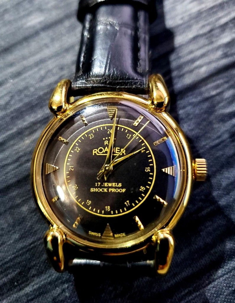 RARE Roamer Shock Proof Mechanical Swiss Watch Restored Serviced Gld ...