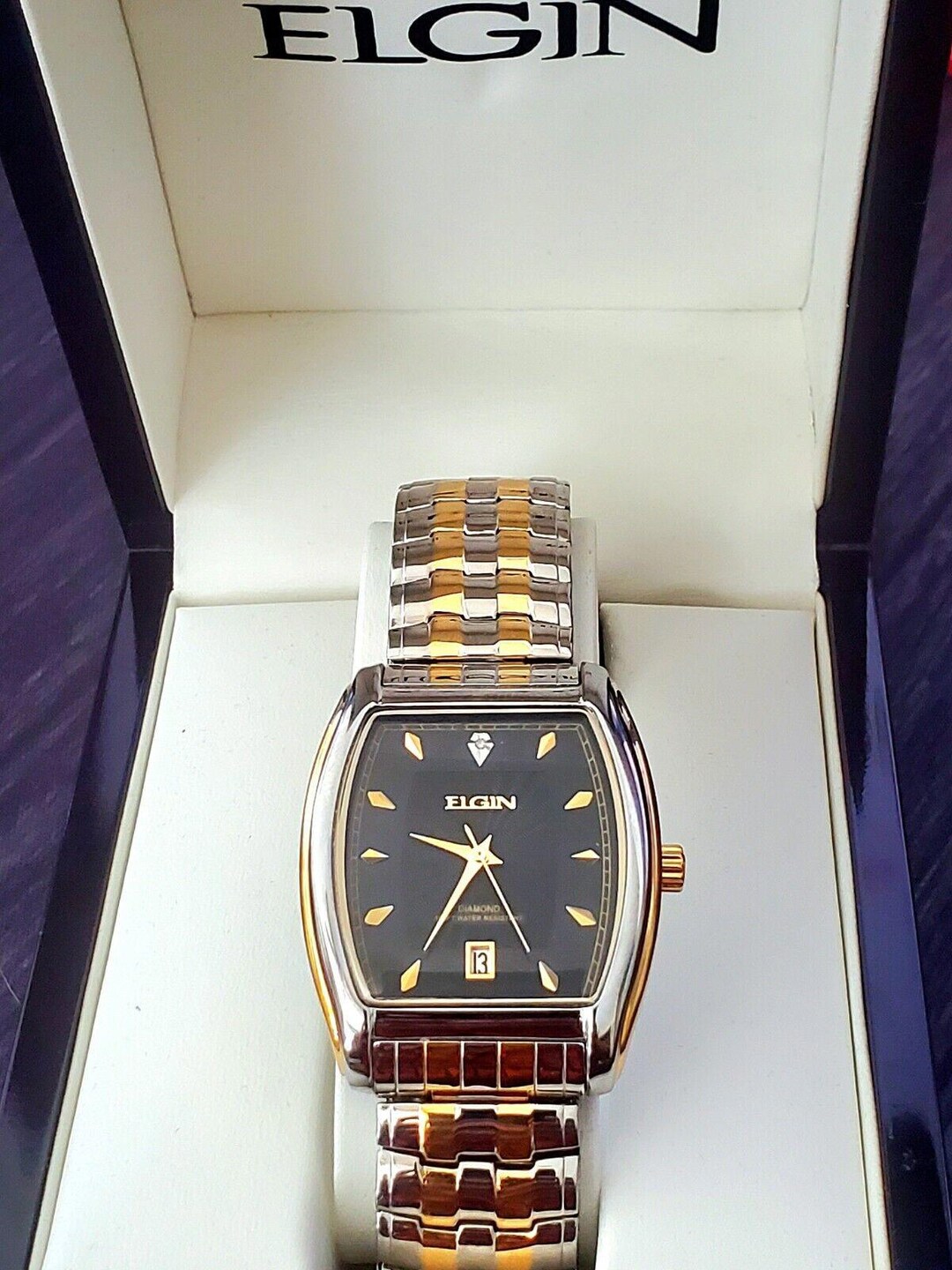 Rare Elgin Lord Diamond Dial Barrel Dress Watch Box Papers - Etsy