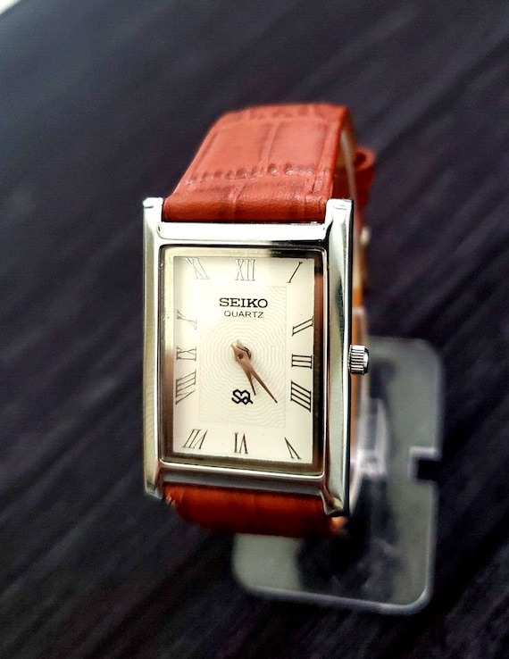RARE NOS Seiko Men Tank Rectangular Gorgeous White Di… - Gem