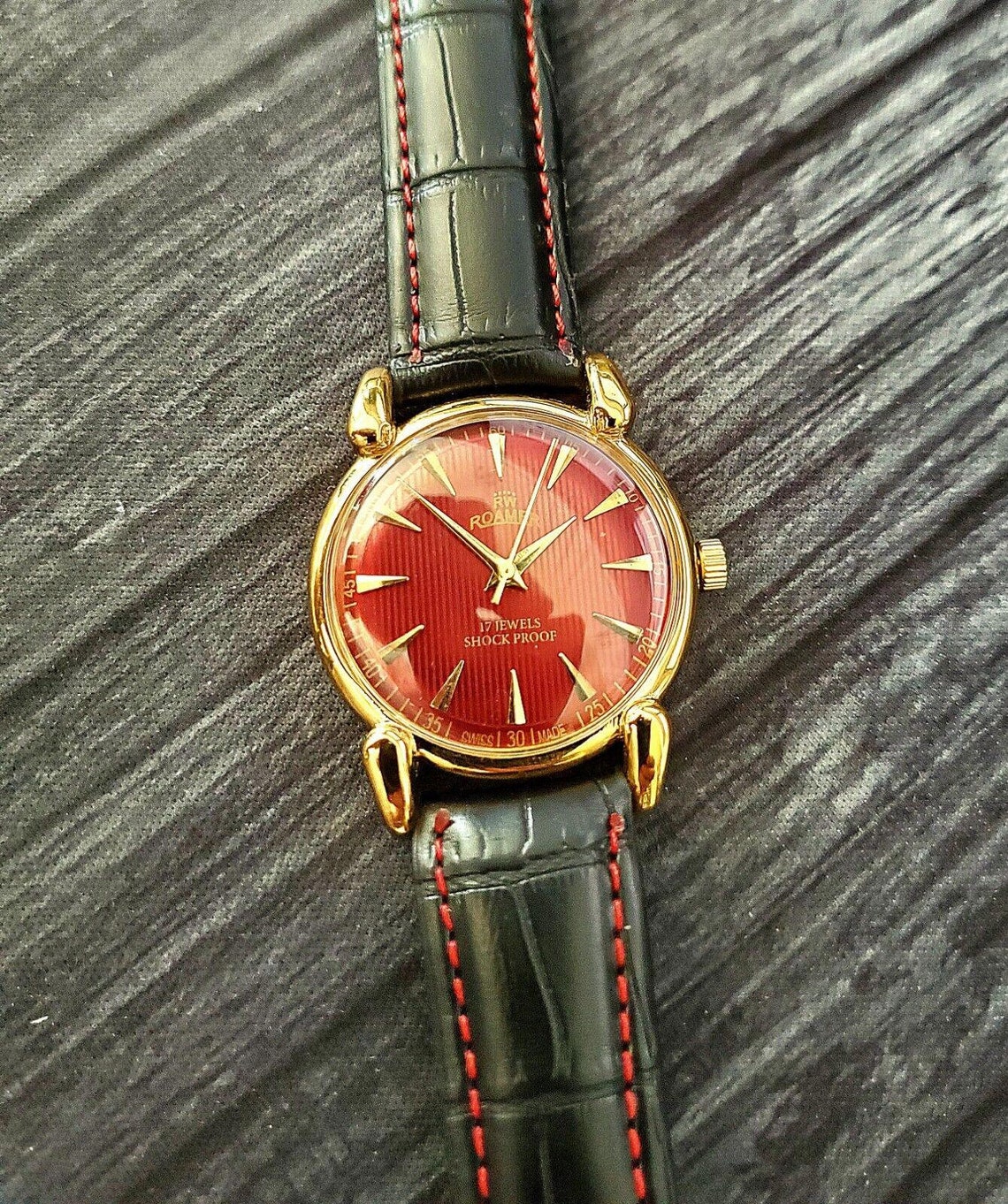 RARE Roamer Brevete Swiss Mens Manual Watch Red Teaked Dial - Etsy