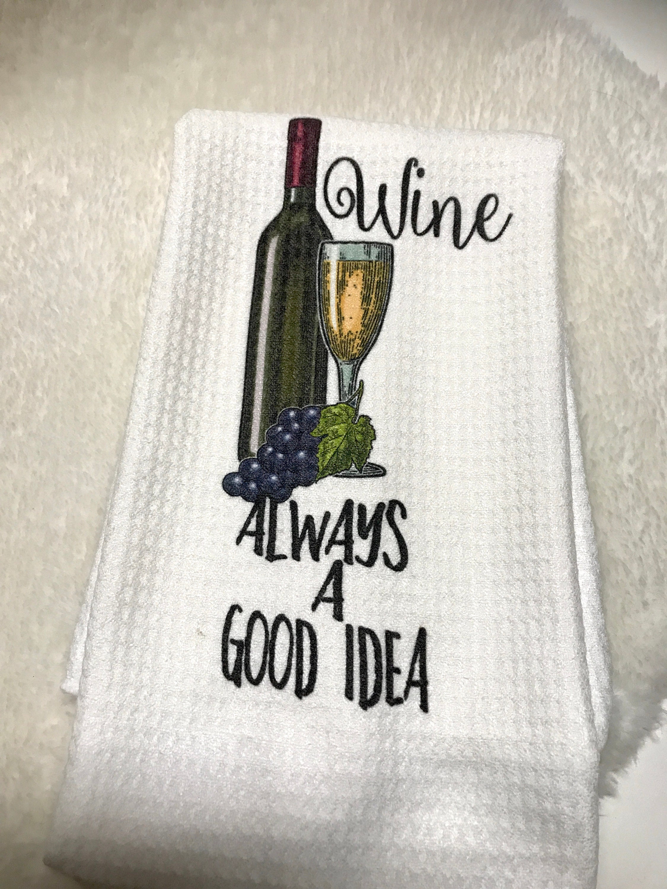 Clever Wine Sayings Kitchen Towels Set - Etsy