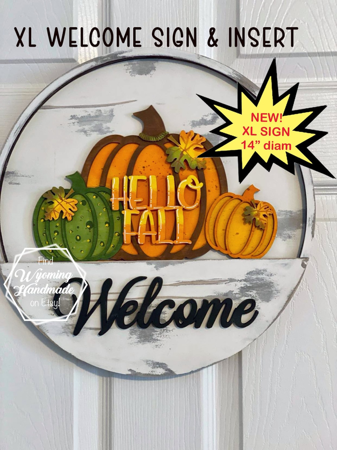 XL Interchangeable Welcome Sign, Front Door Decor, Round Door Hanger ...