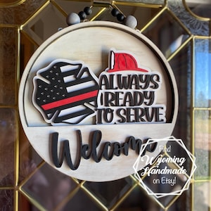 Fireman Insert for Welcome Sign, Firefighter Front Door Decor, First ...