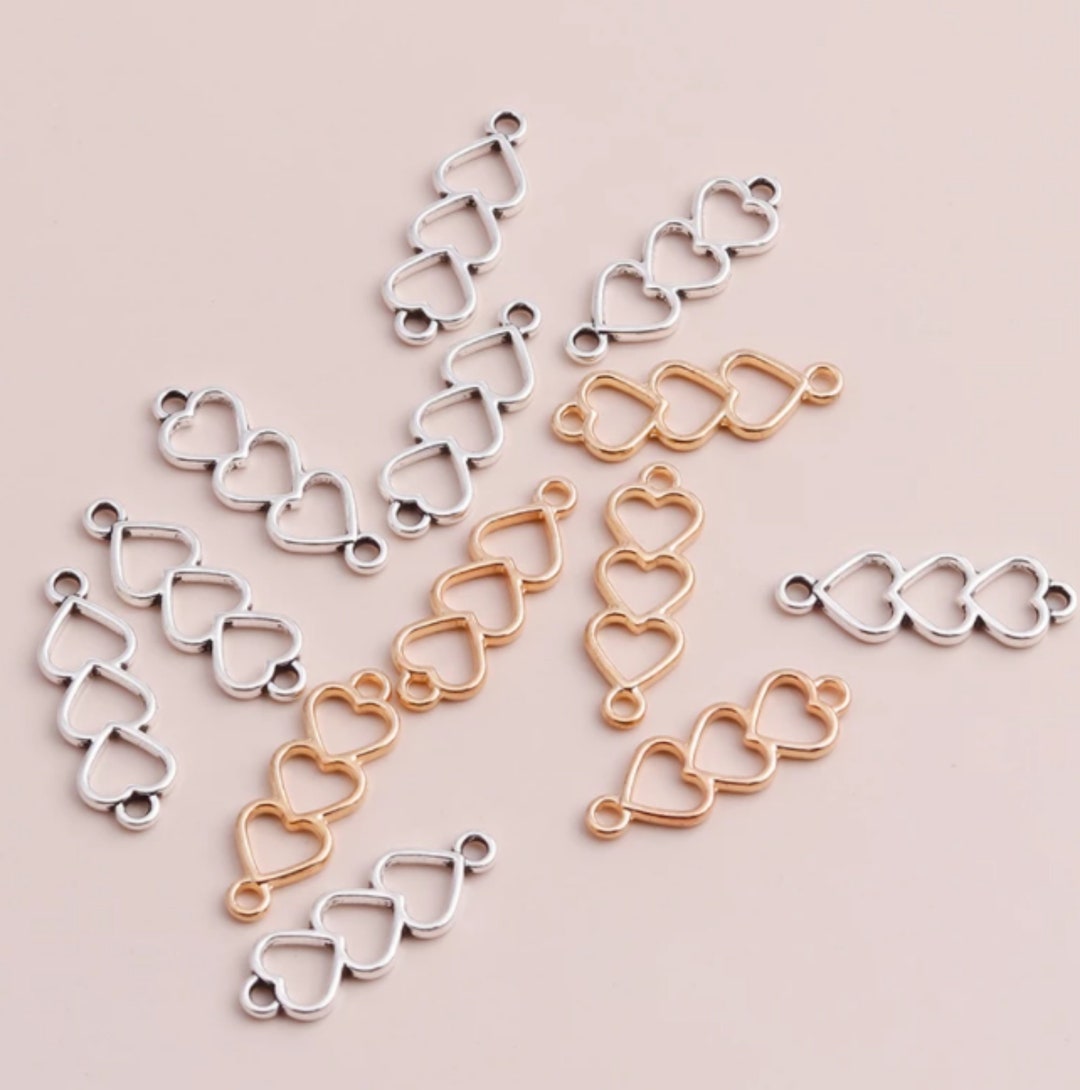 40pcs Heart Connector Charm for Jewelry Making Finding - Etsy