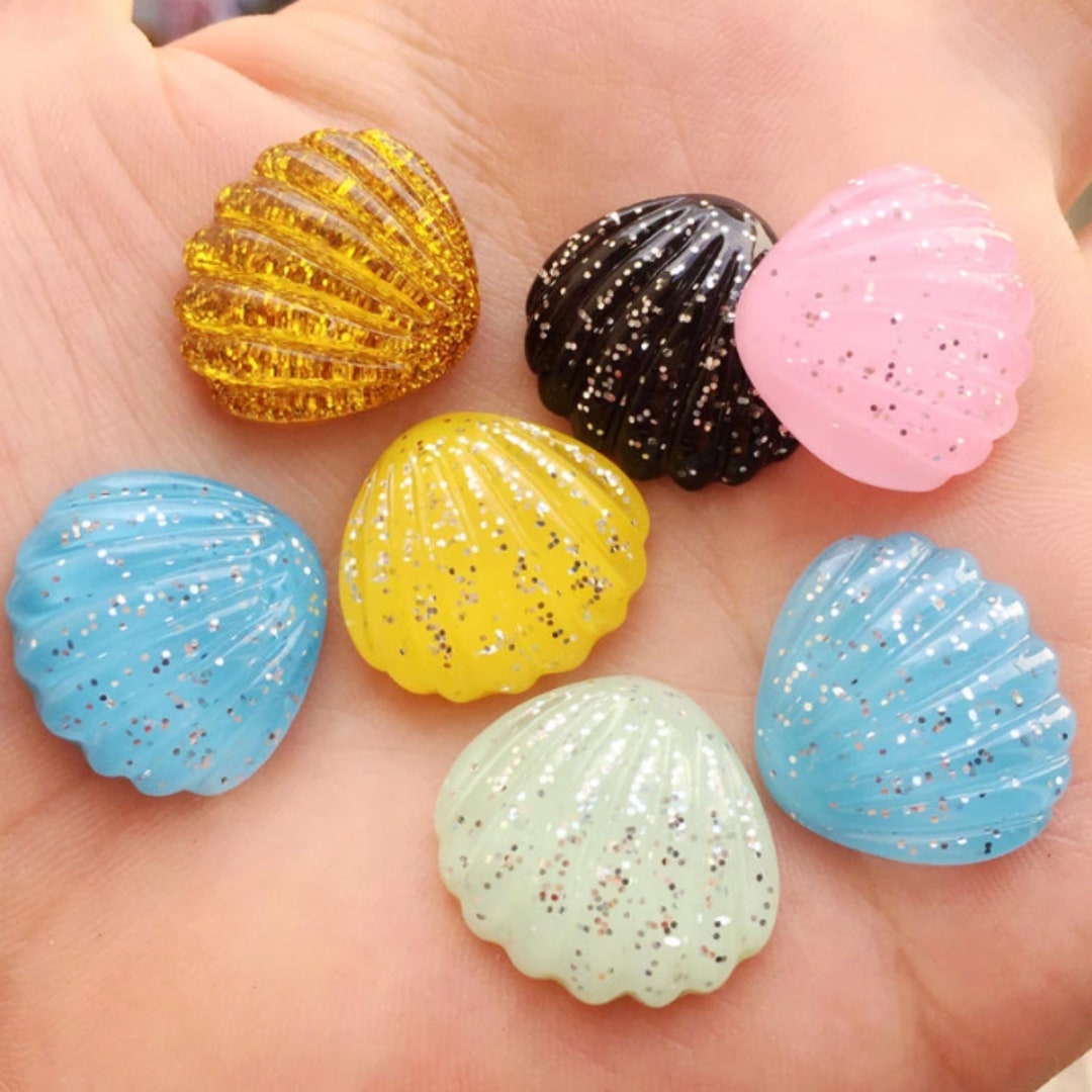 10pcs Mixed Colors Shell Shape Resin Cabochon Flatback for Jewelry ...