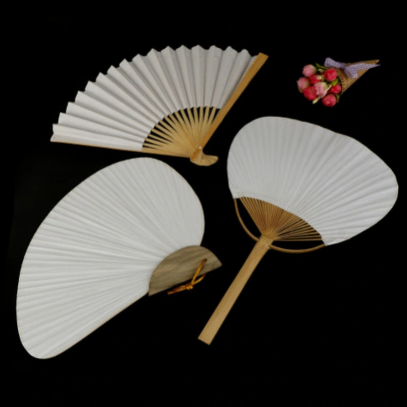 White Paper Hand Fans - Etsy