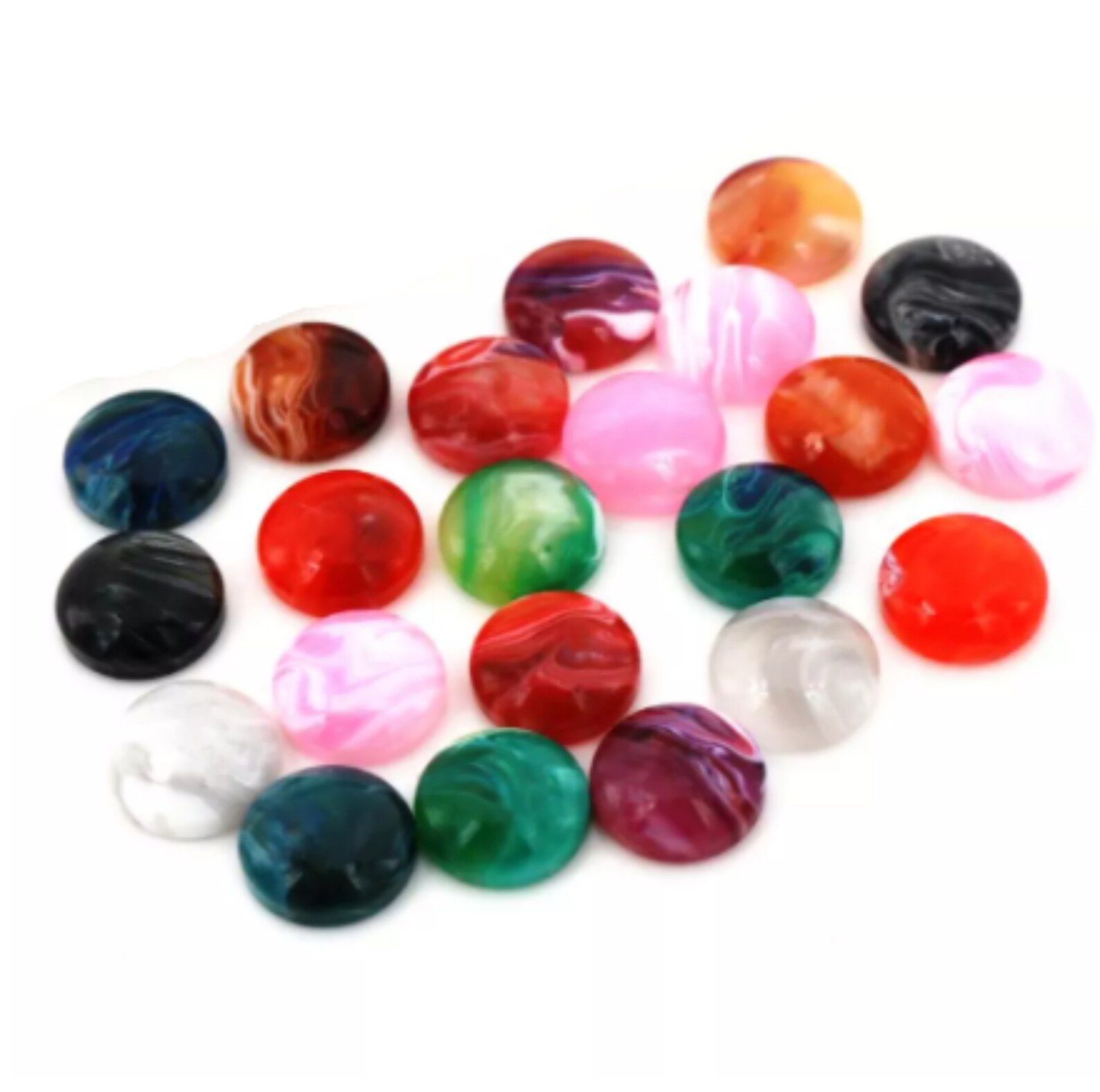 40pcs 12mm Mixed Colors Round Resin Marble Cabochons Jewelry | Etsy