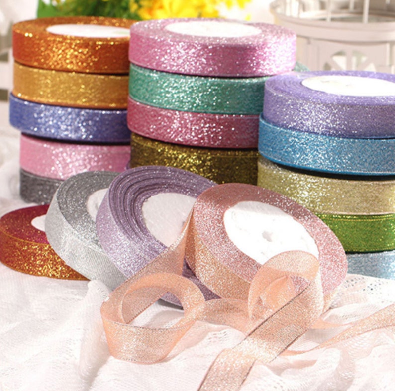 Metallic Glitter Ribbons for DIY Crafts Sewing Fabric - Etsy