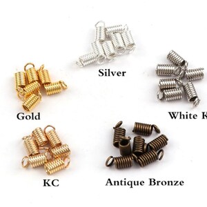 200pcs Spring Crimp Ends Fastener Coil Cord Crimps End Caps for Jewelry ...