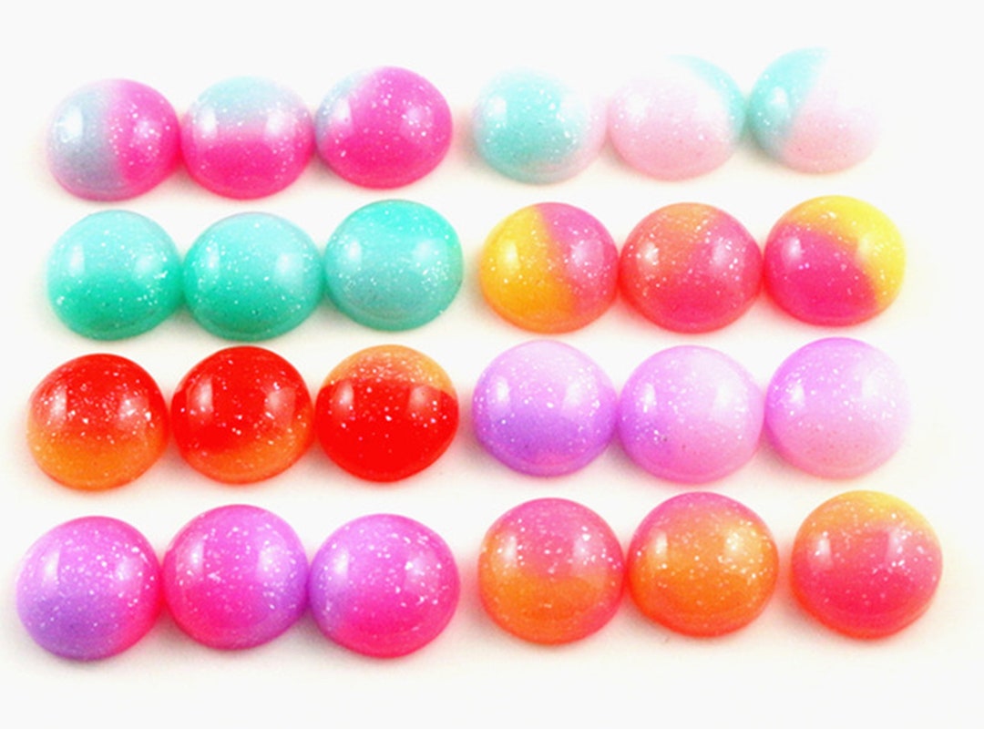 40pcs 12mm Jelly Color Round Resin Cabochon Flatback for Jewelry Making ...