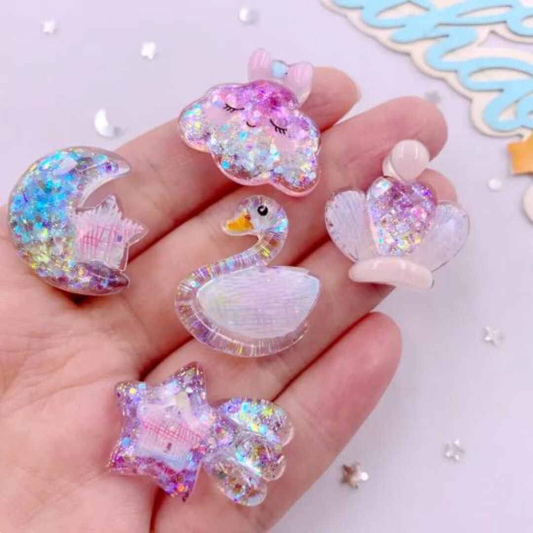 10pcs Cute Resin Crown Swan Moon Cloud Star Charm for Slime Supplies - Etsy