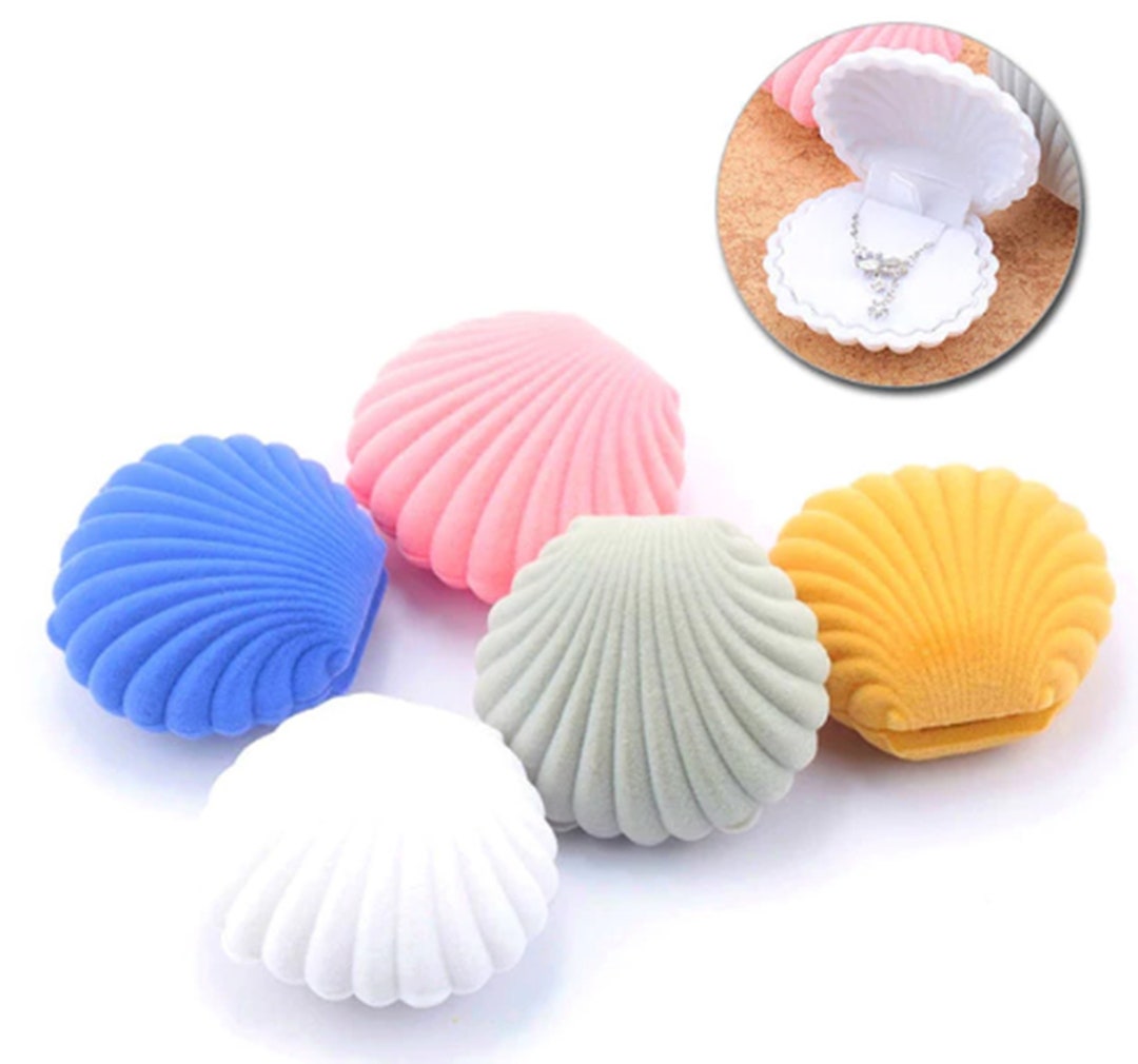 Velvet Shell Jewelry Box Display for Earrings Necklace - Etsy