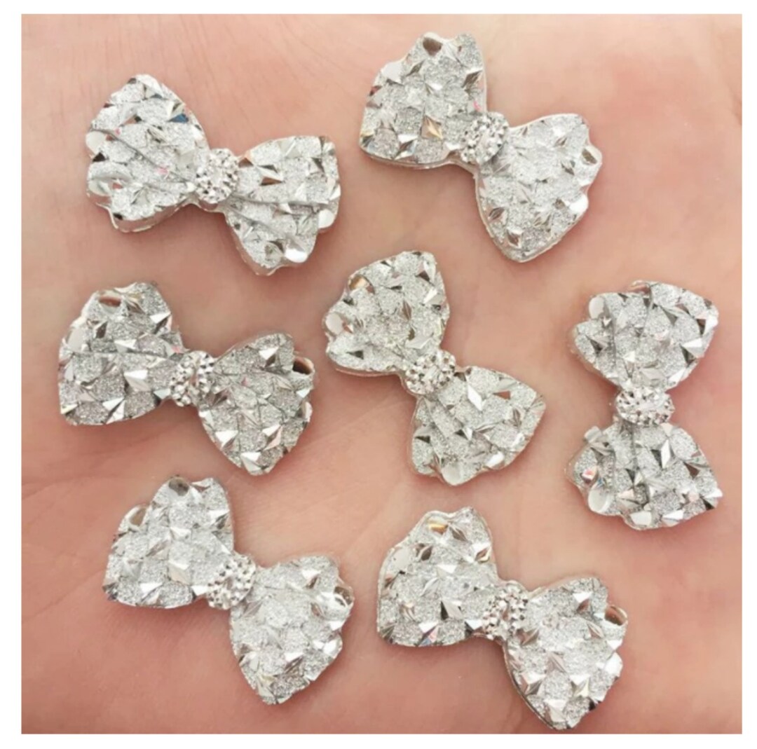 40pcs Silver Bow Resin Flatback Cabochon for Jewelry Making - Etsy