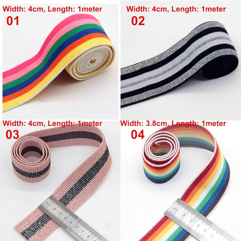 Rainbow Color Striped Elastic Bands Webbing Waistband Stretchy - Etsy UK