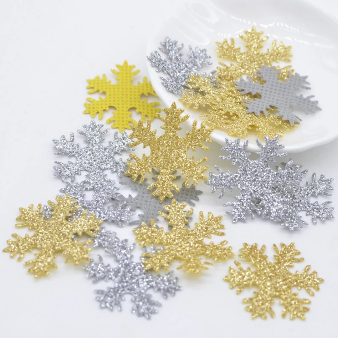 100pcs Glitter Snowflake Patches Applique for Party Christmas ...