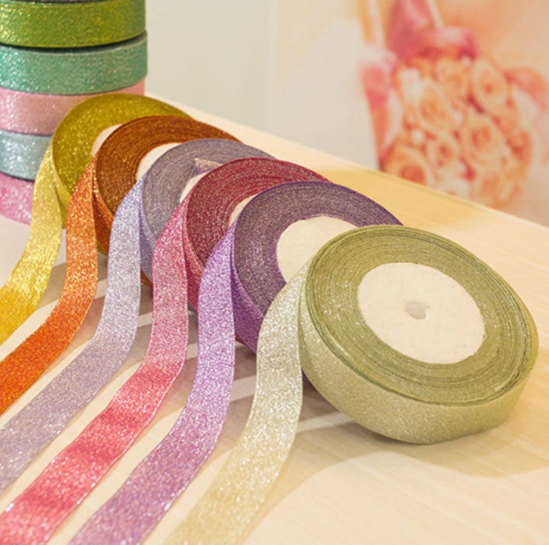 Metallic Glitter Ribbons For DIY Crafts Sewing Fabric | Etsy