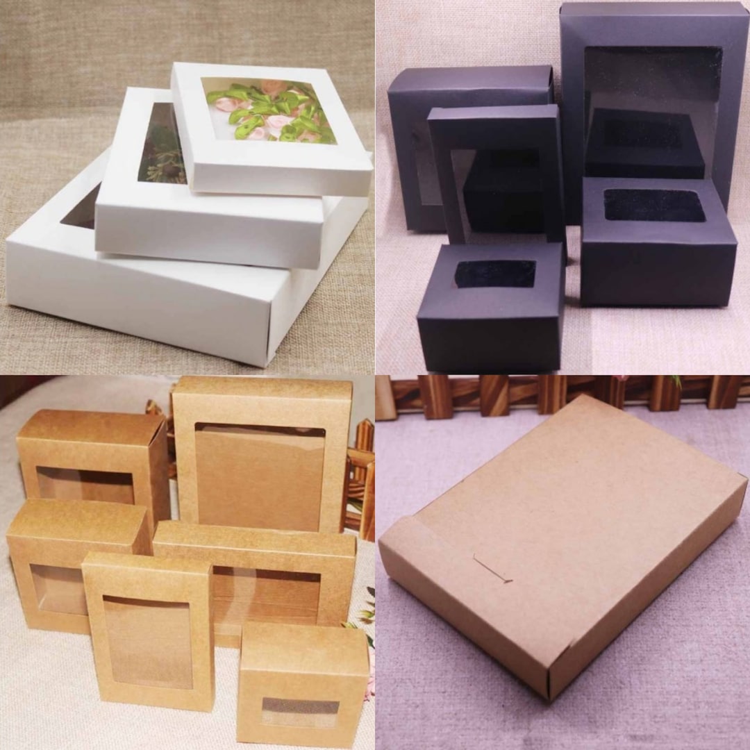 10pcs Paper Boxes With Window for Wedding Favor Birthday Baby Shower ...