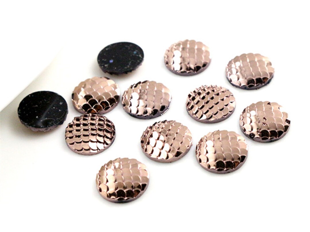 40pcs 12mm Round Rose Gold Color Resin Cabochon Flatback for Jewelry ...