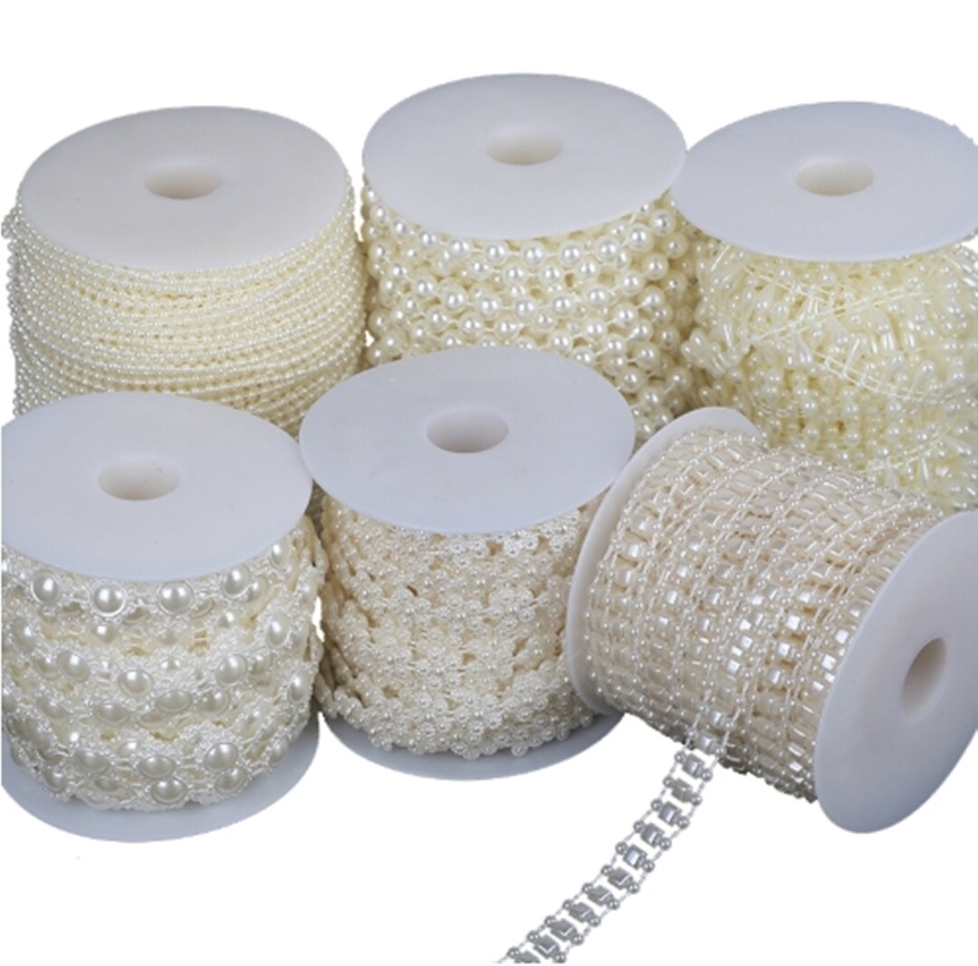 Imitation Ivory Pearl Bead Chain Line Cord Thread Trim for Jewelry ...