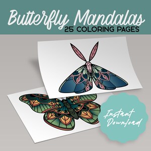 Butterfly Mandala Coloring Pages DIGITAL Printable - 25 Unique High ...