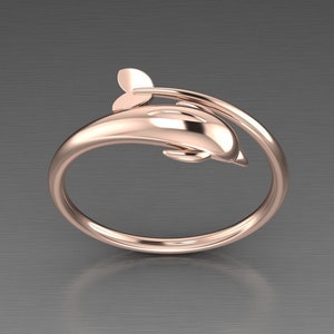 14k Solid Gold Dolphin Ring - Etsy