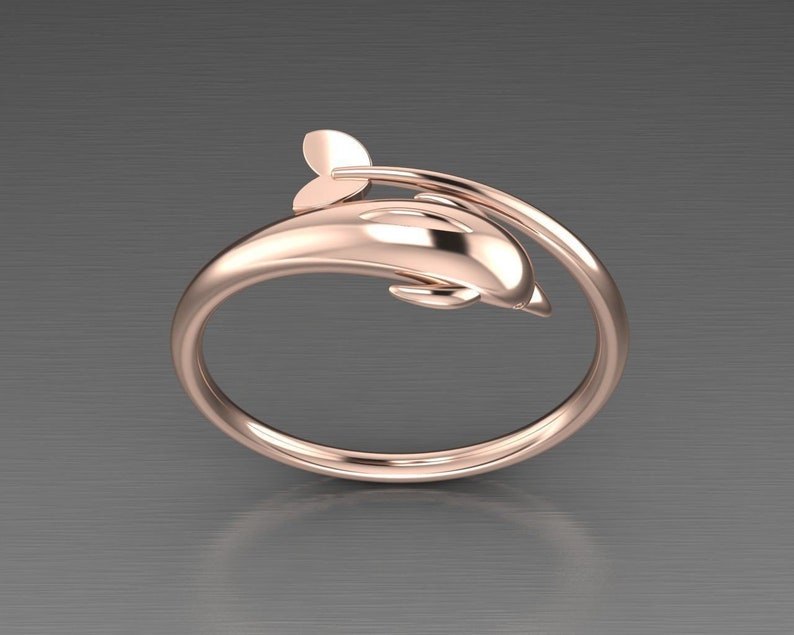 14k Solid Gold Dolphin Ring - Etsy
