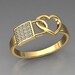 14k Solid Gold Diamond Heart Lock Ring - Etsy