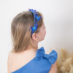 Dark Blue Tiara With Butterflies, Birthday & Flower Girl Headband ...
