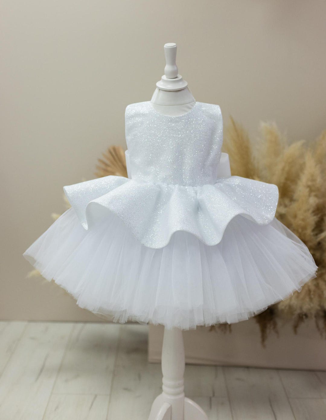 White First Birthday Dress, Shining Flower Girl Dress, Party Girl Dress ...