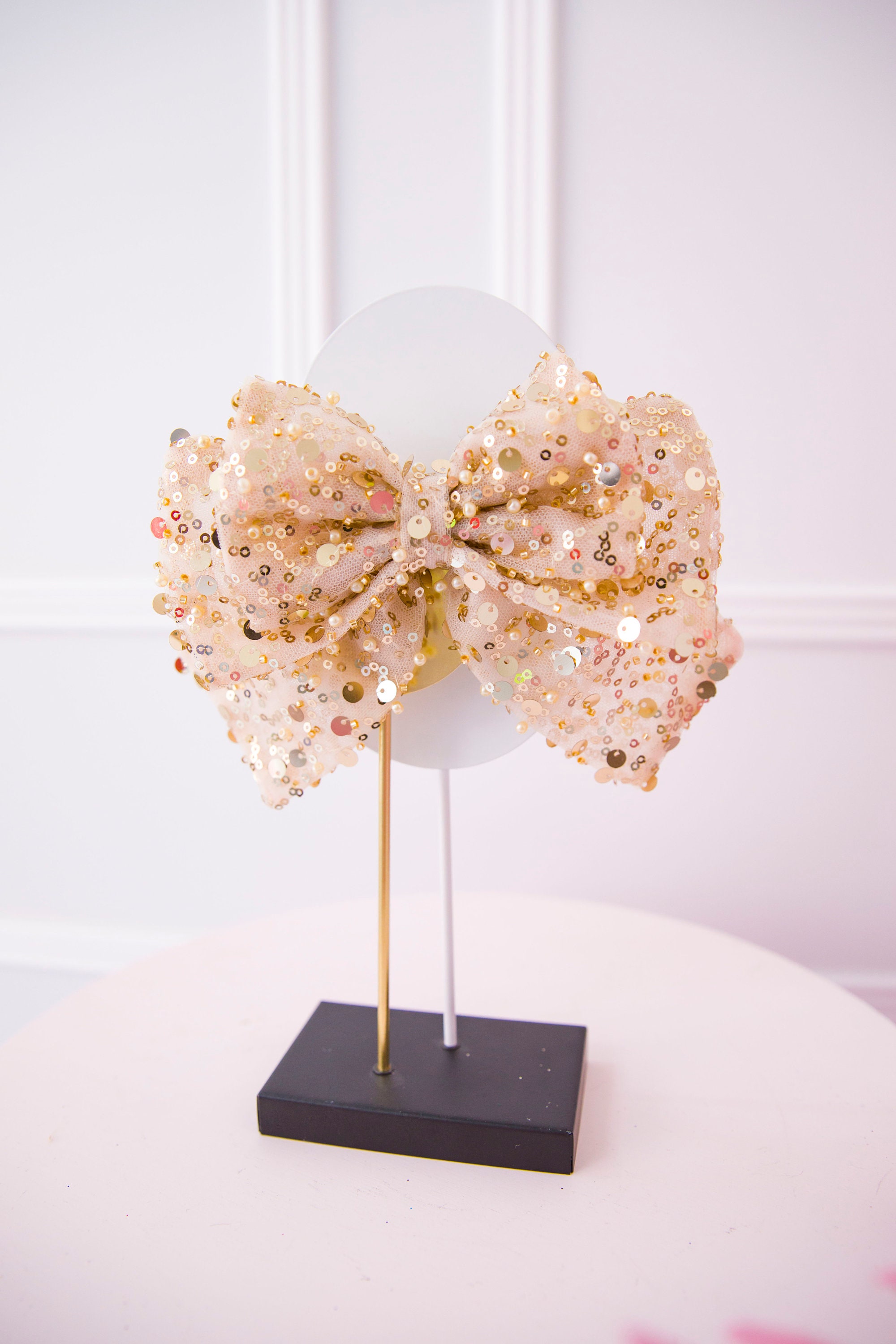 Gold Sequin Hair Pin, Sparkling Big Head Bow, Birthday Baby Girl ...