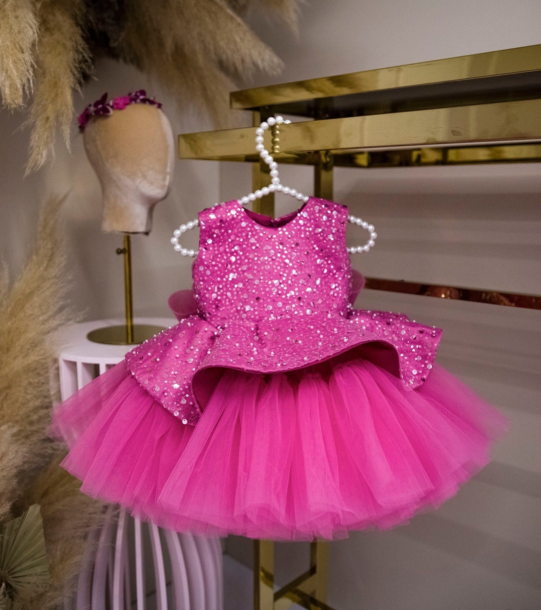Hot Pink Birthday Girl Dress, Sparkling Tutu Toddler Dress, First ...