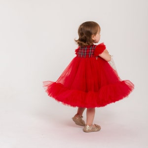 Christmas Red Plaid Baby Dress, Photoshoot, Tutu Tulle Toddler Dress ...