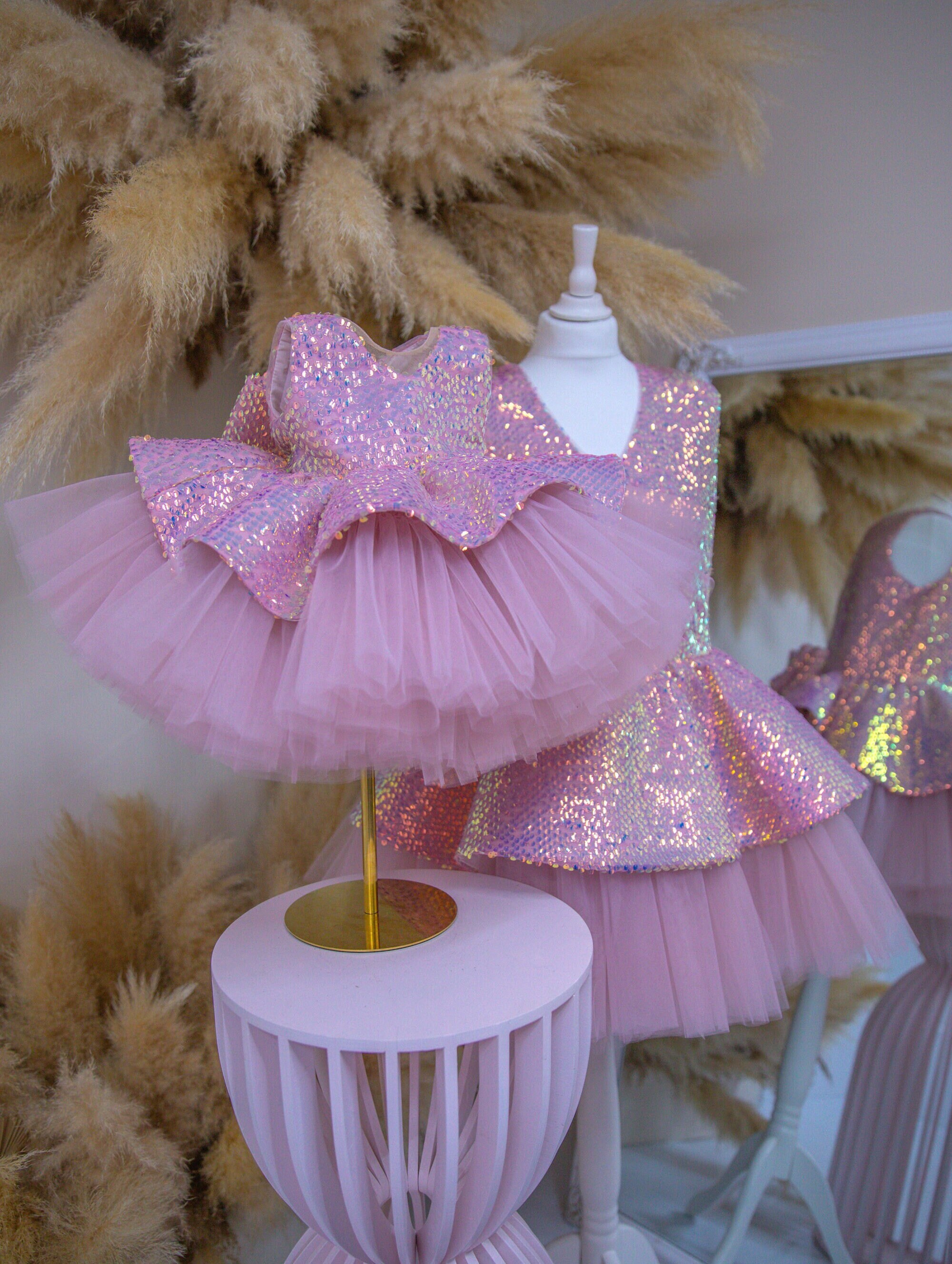 Pink Sparkling Matching Dresses, Mother & Daughter, Birthday Party ...