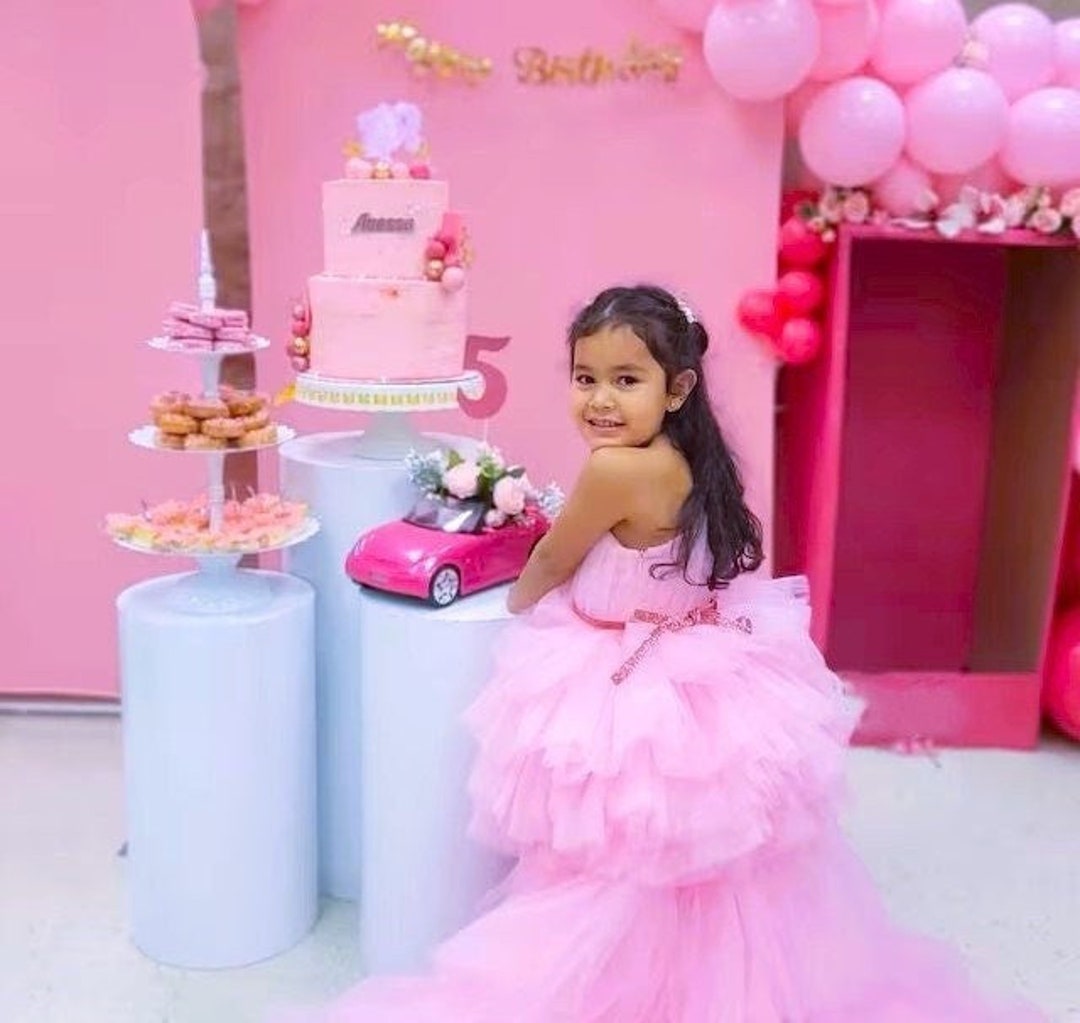 Pink Little Princess Dress, Gown for Little Girls, One Shoulder Tulle ...