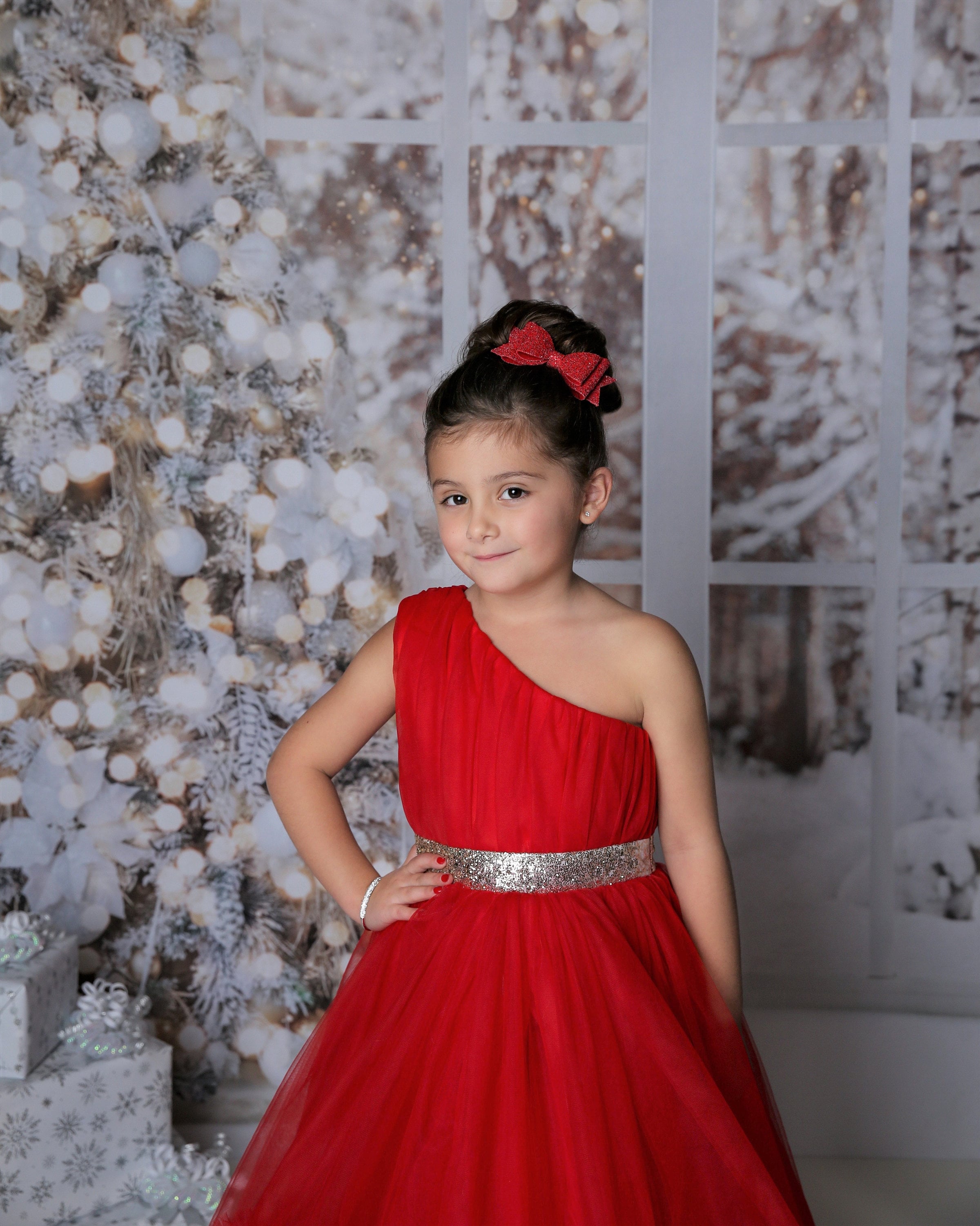 One Shoulder Red Girls Dress Asymmetrical Puffy Girl Dress | Etsy