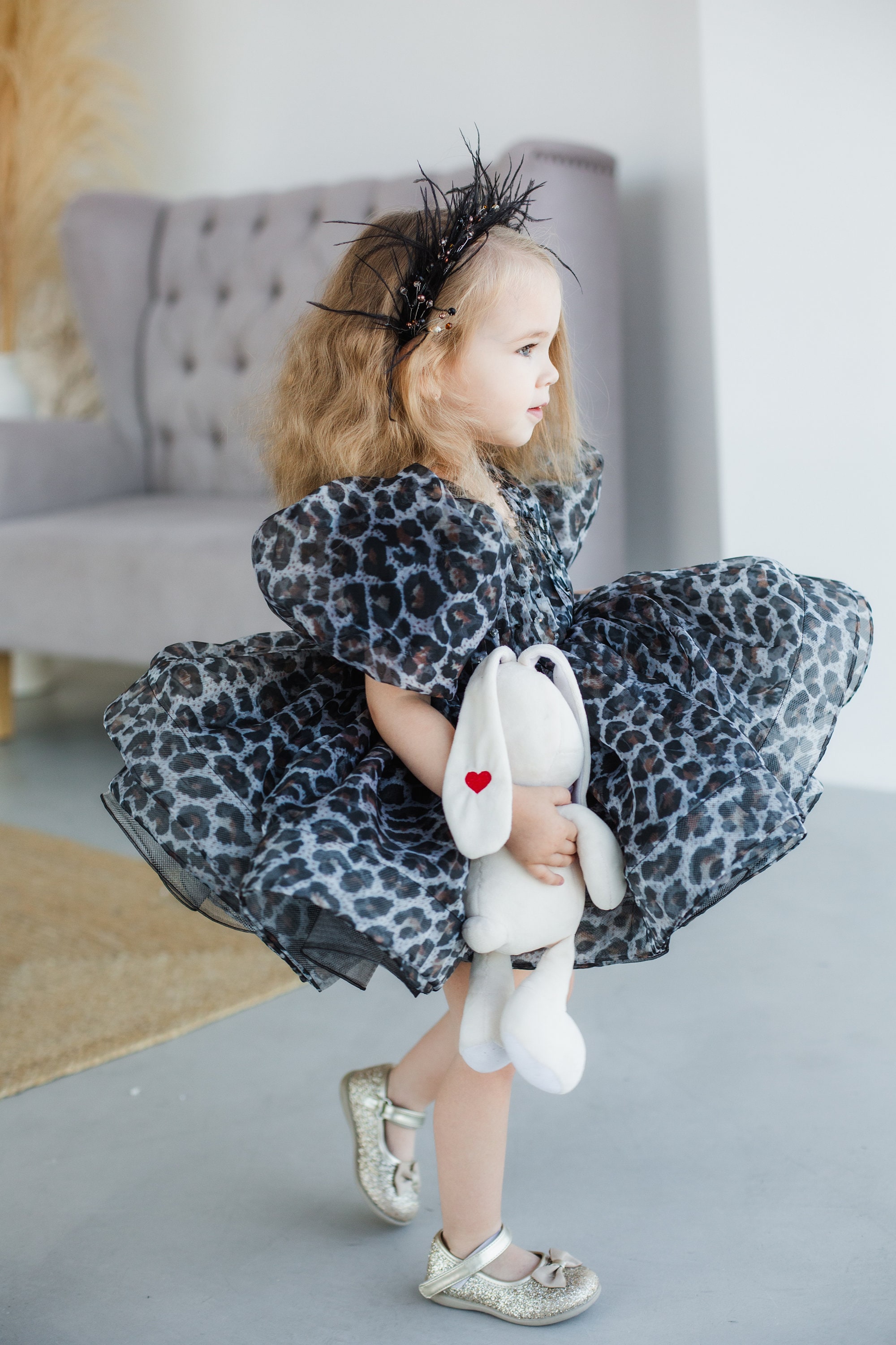 Leopard Print Girl Dress, Birthday Party Dress, Tutu Flower Girl ...