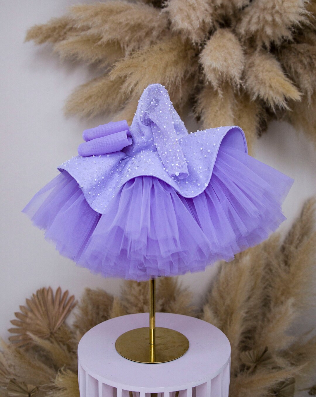 Sparkling 1st Birthday Baby Dress, Lilac Flower Girl Dress, Tutu Tulle ...