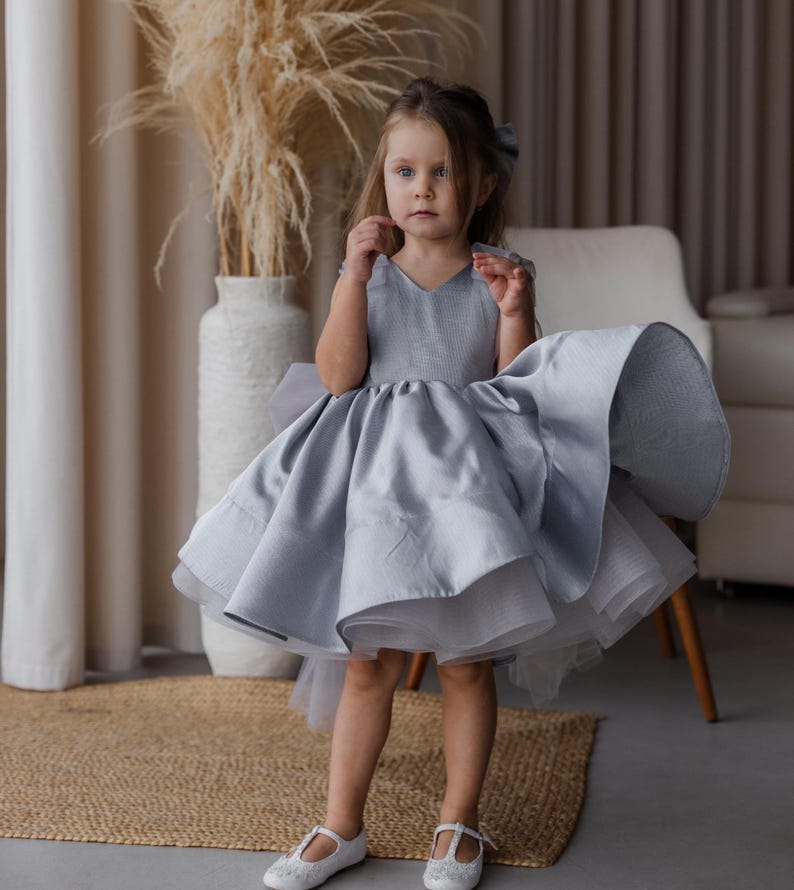 Birthday Toddler Dress, Formal Grey Girl Dress, Prom Graduation Girl ...