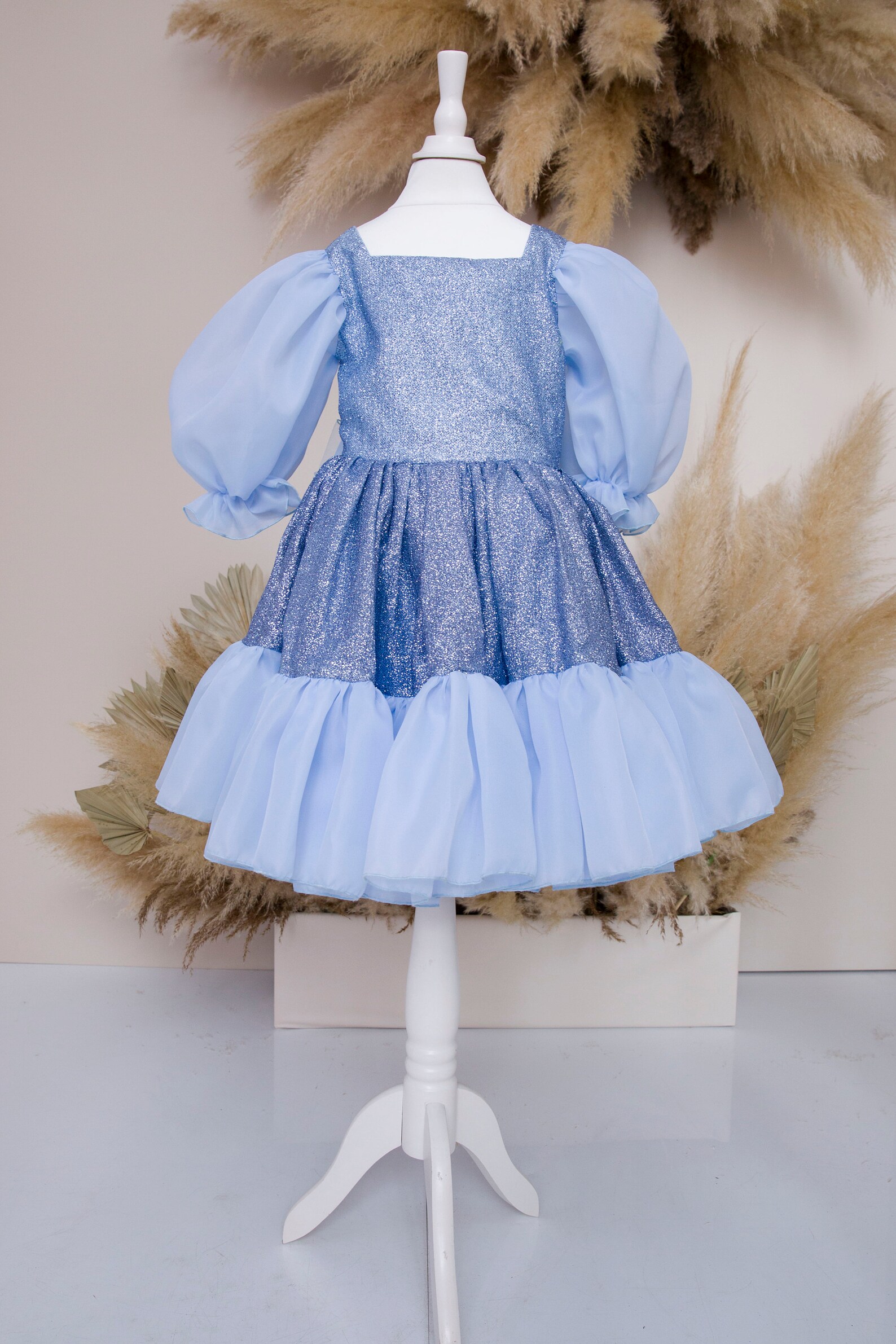 Blue Birthday Girl Dress Glitter Prom Gown Formal Event - Etsy