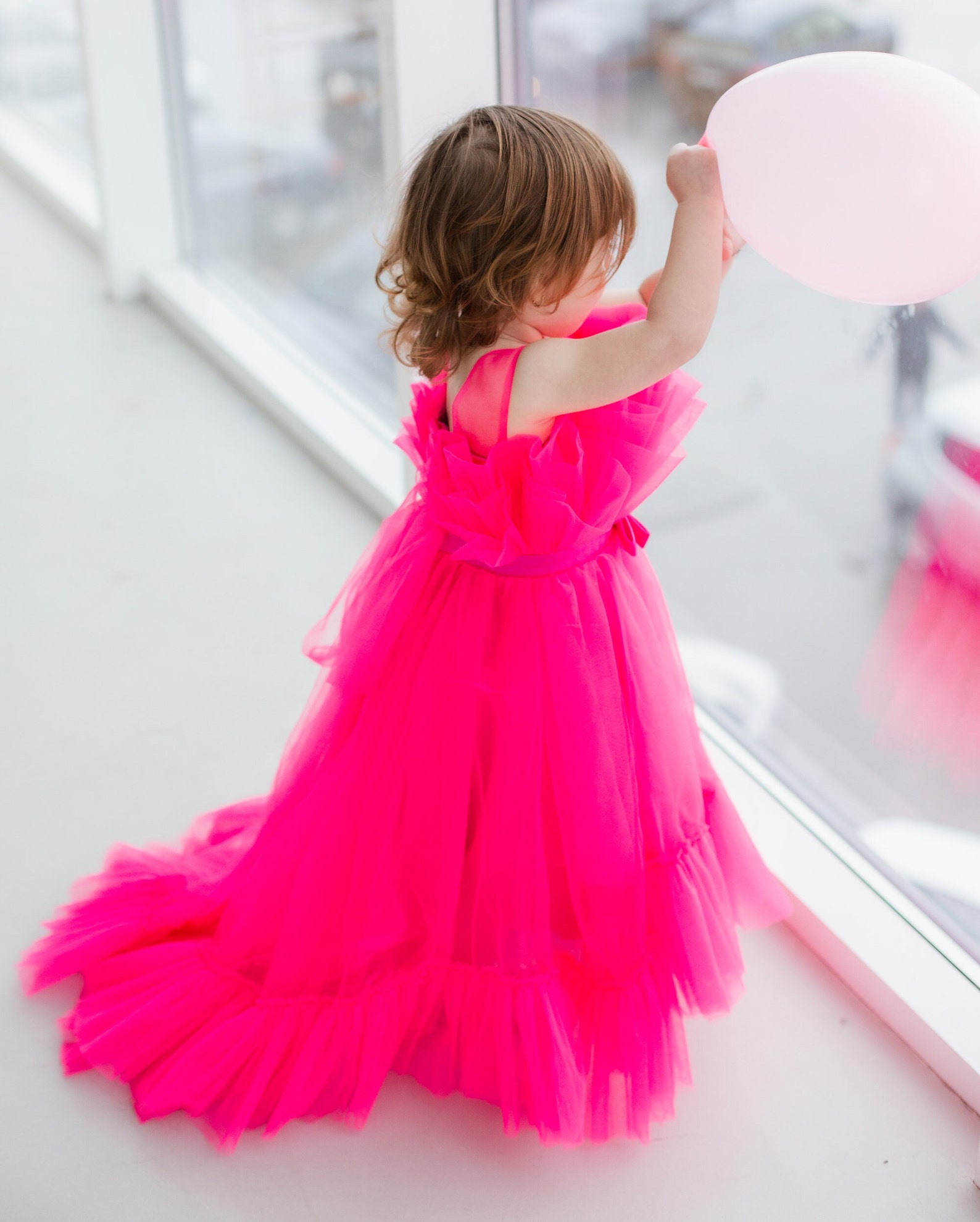Hot Pink Birthday Girl Dress Flower Girl Dress With Train - Etsy