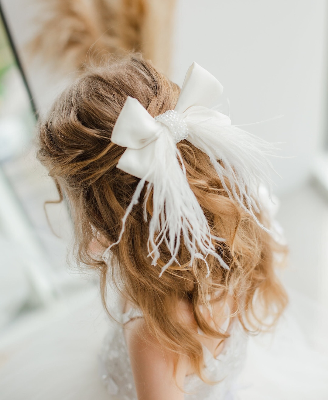 Flower Girl Hair Pin, White Girl Hair Bow, Birthday Party Hair ...