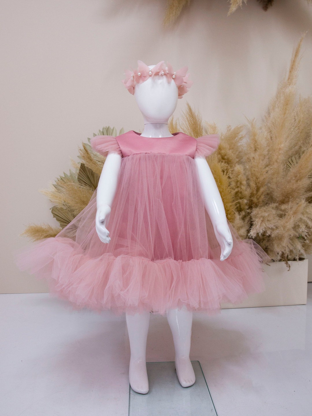 Tea Rose Birthday Girl Dress, Ready to Ship, Flower Girl Dress, Baptism ...