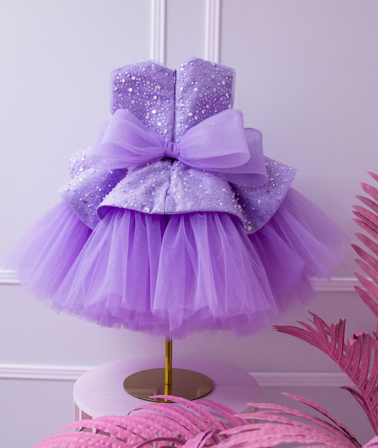 Lilac Birthday Girl Dress Sparkly Flower Girl Dress Peplum - Etsy