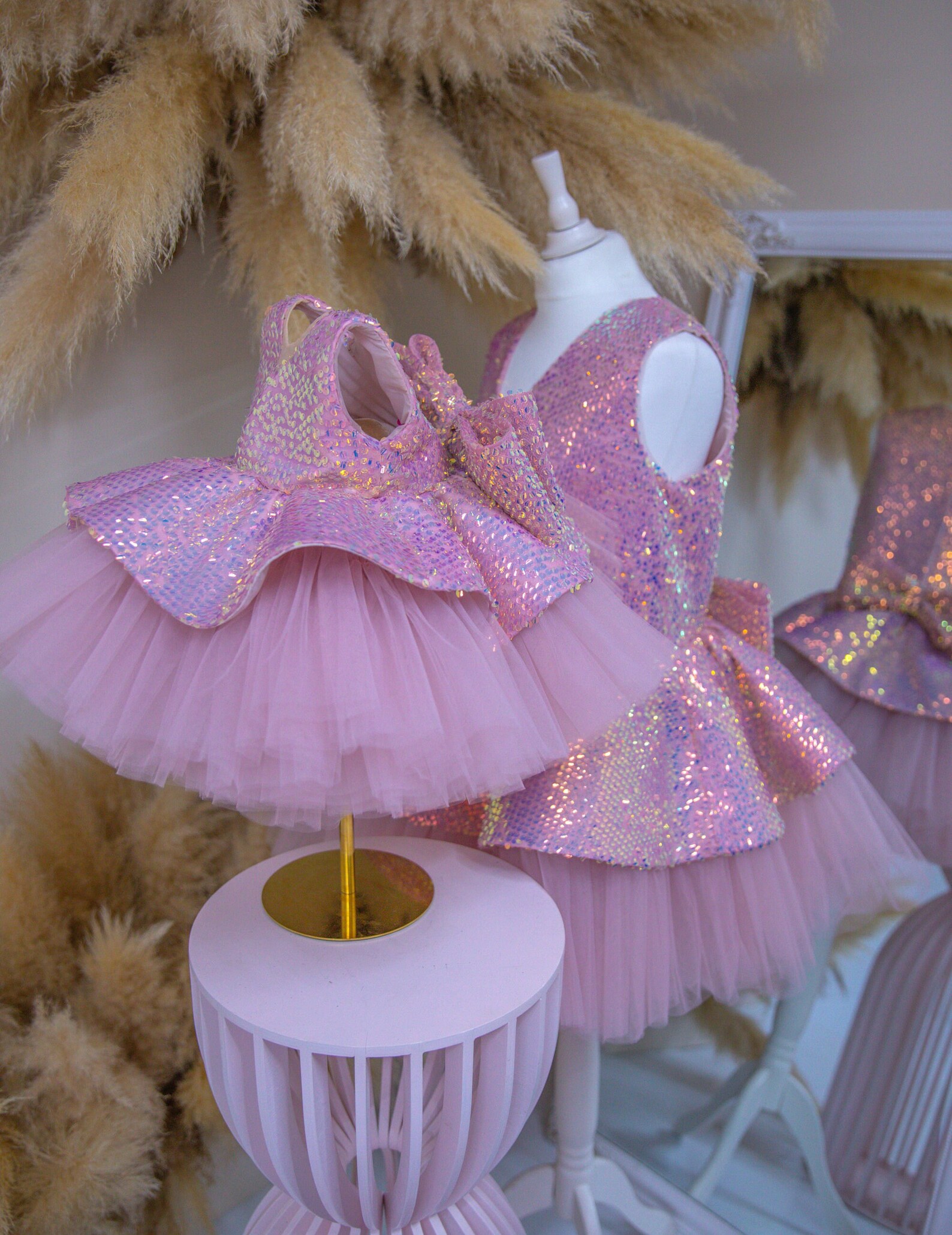 Pink Sparkling Matching Dresses, Mother & Daughter, Birthday Party ...