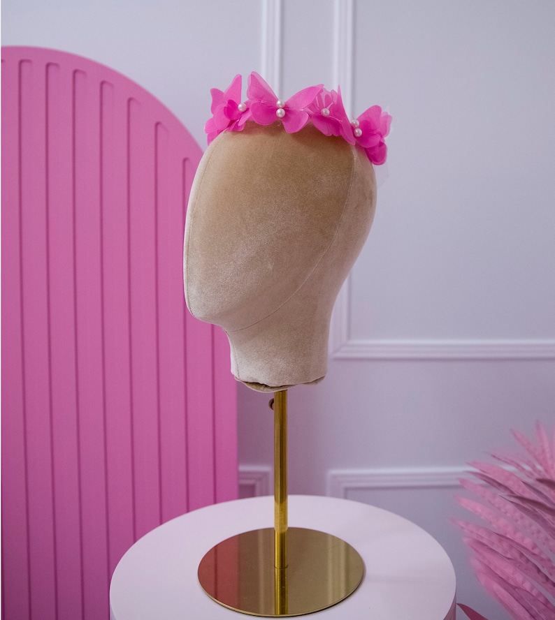 Pink Butterfly Flower Girl Headband, First Birthday Crown, Prom ...