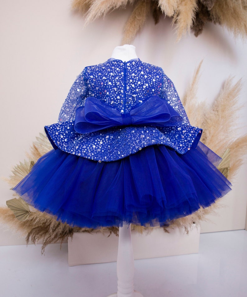 Royal Blue Birthday Girl Dress Tutu Prom Gown Long Sleeve - Etsy
