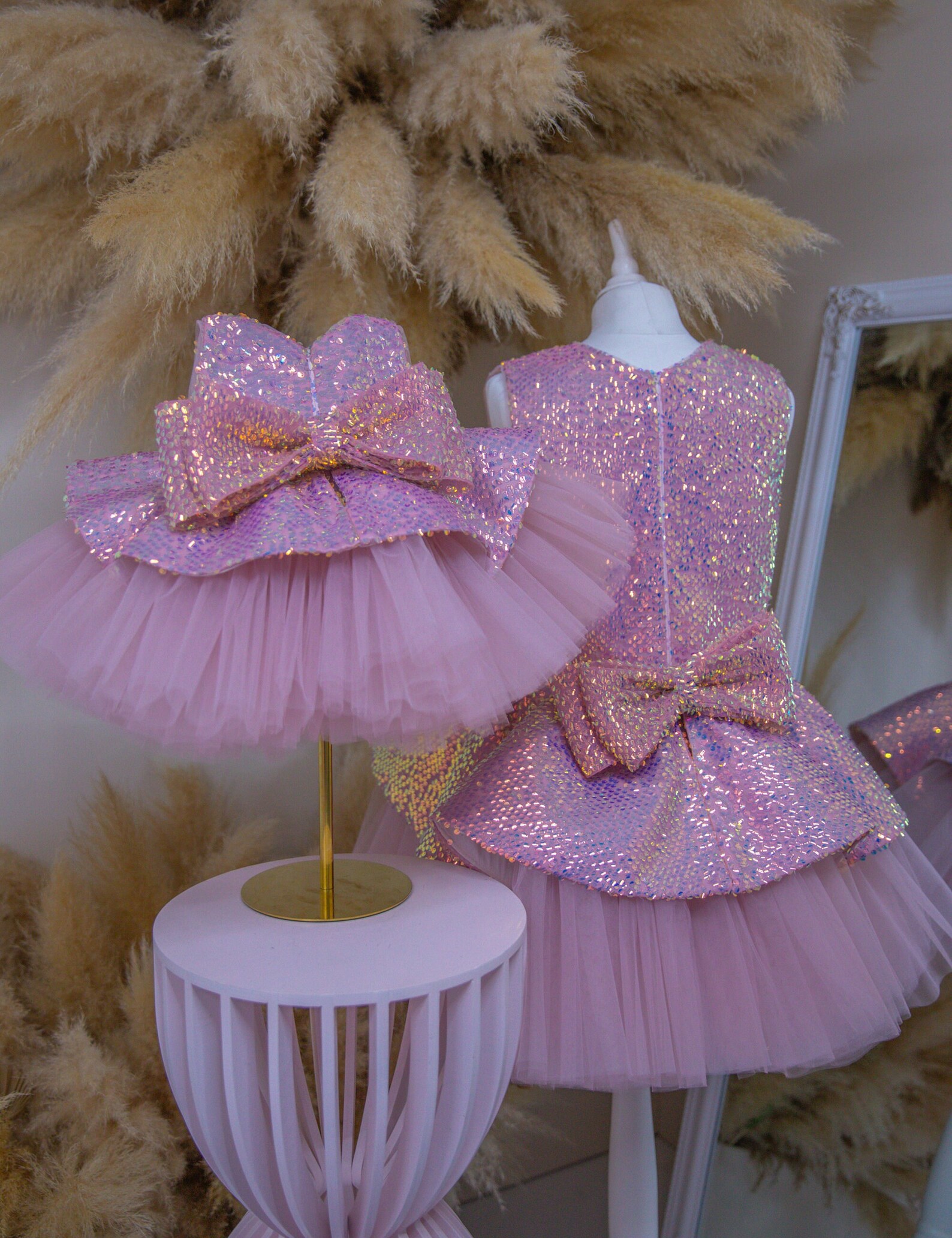 Pink Sparkling Matching Dresses, Mother & Daughter, Birthday Party ...