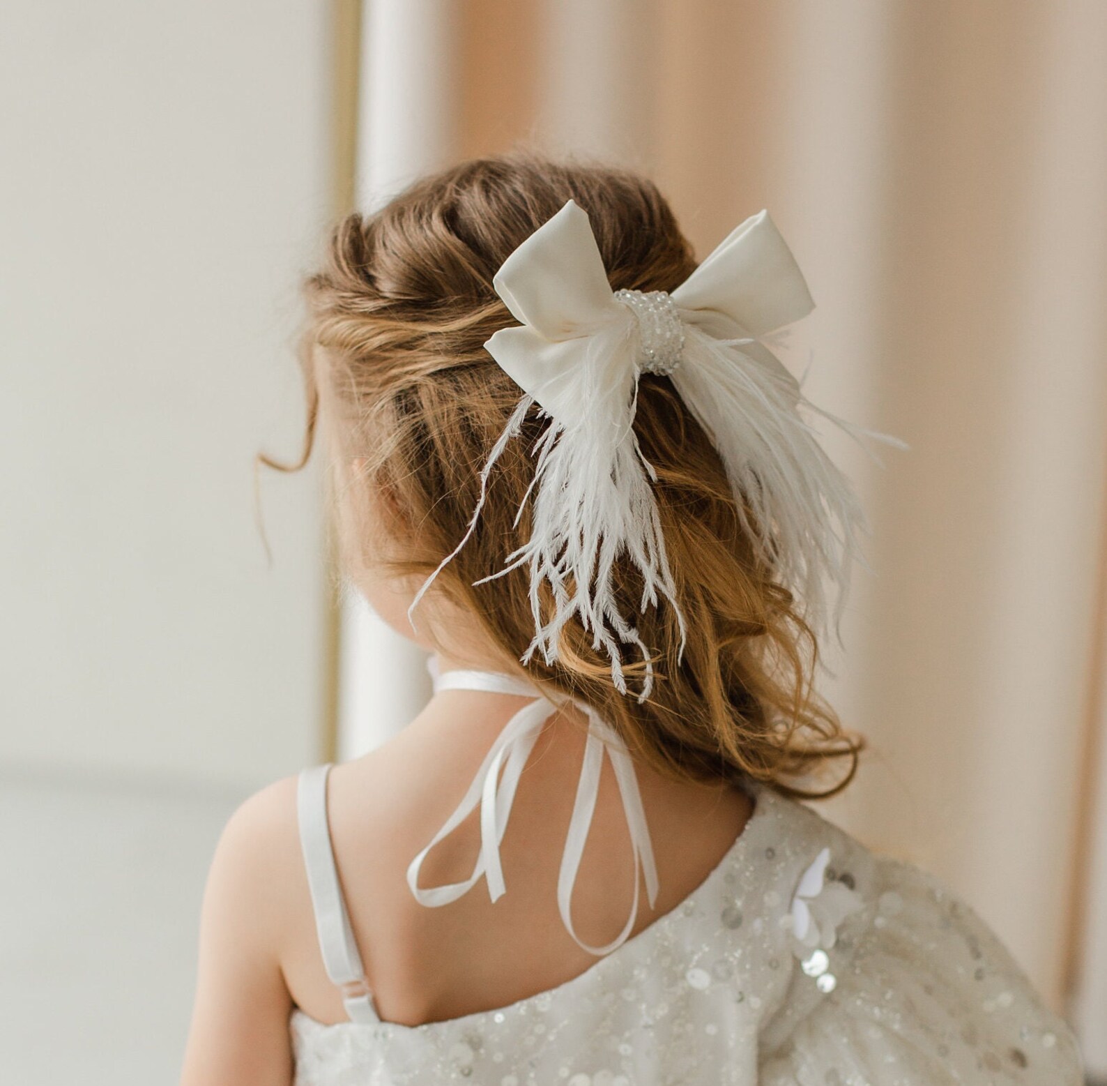 Flower Girl Hair Pin, White Girl Hair Bow, Birthday Party Hair ...