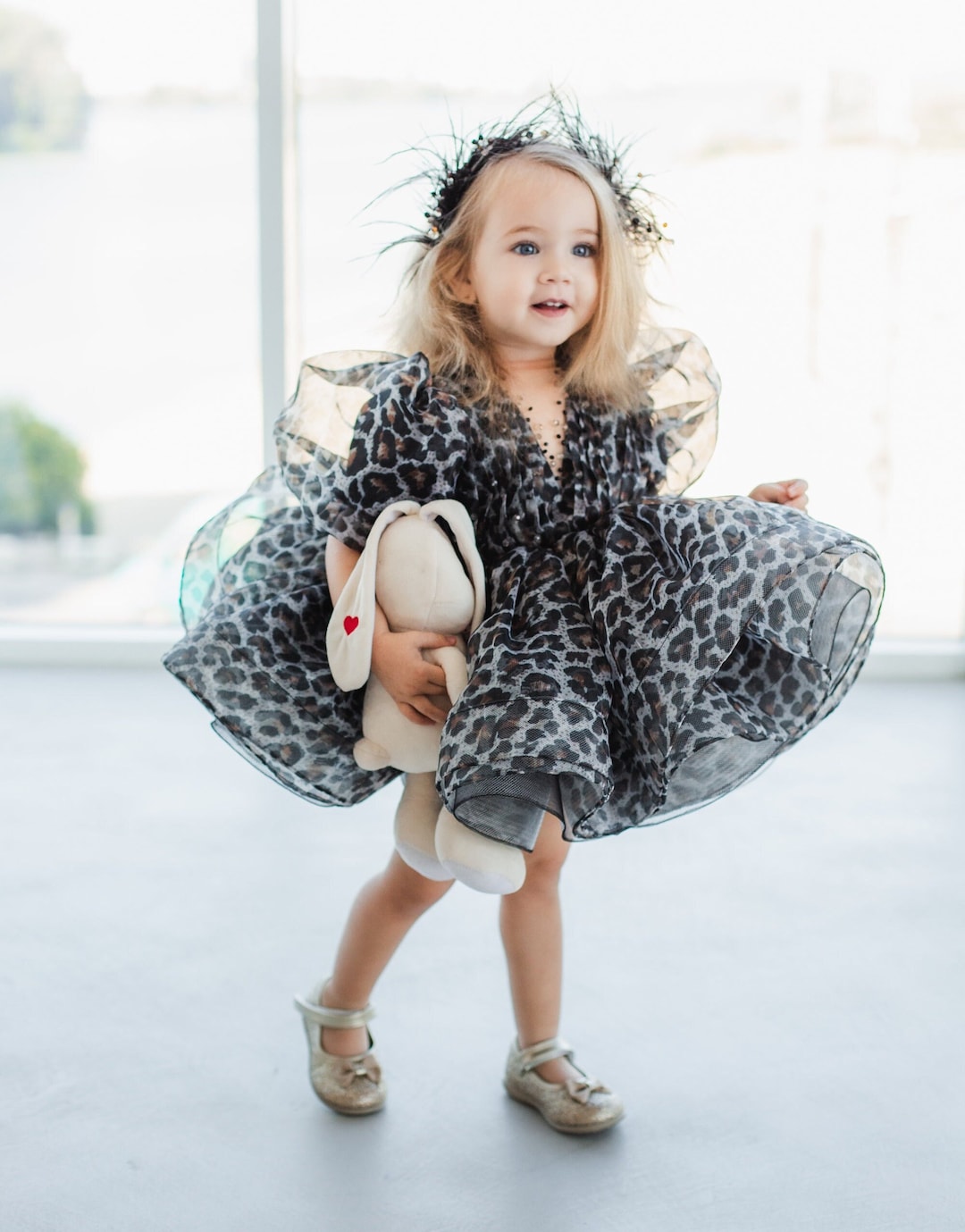 Leopard Print Girl Dress, Birthday Party Dress, Tutu Flower Girl ...